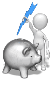 Stick Figure Saving Energy in a Piggy Bank