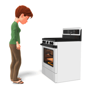 Woman Check Oven | 3D Animated Clipart for PowerPoint - PresenterMedia.com