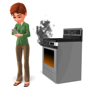 Woman Ignore Burning Oven | 3D Animated Clipart for PowerPoint ...