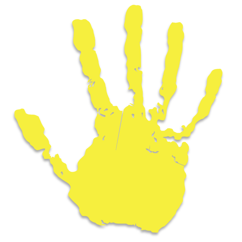 Hand Print Dark Yellow Handprint Flower Craft For Kids: Paint A Black