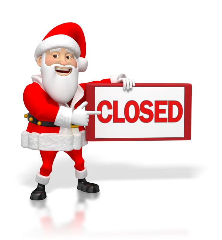 Santa Pointing To Closed Sign Great PowerPoint ClipArt For