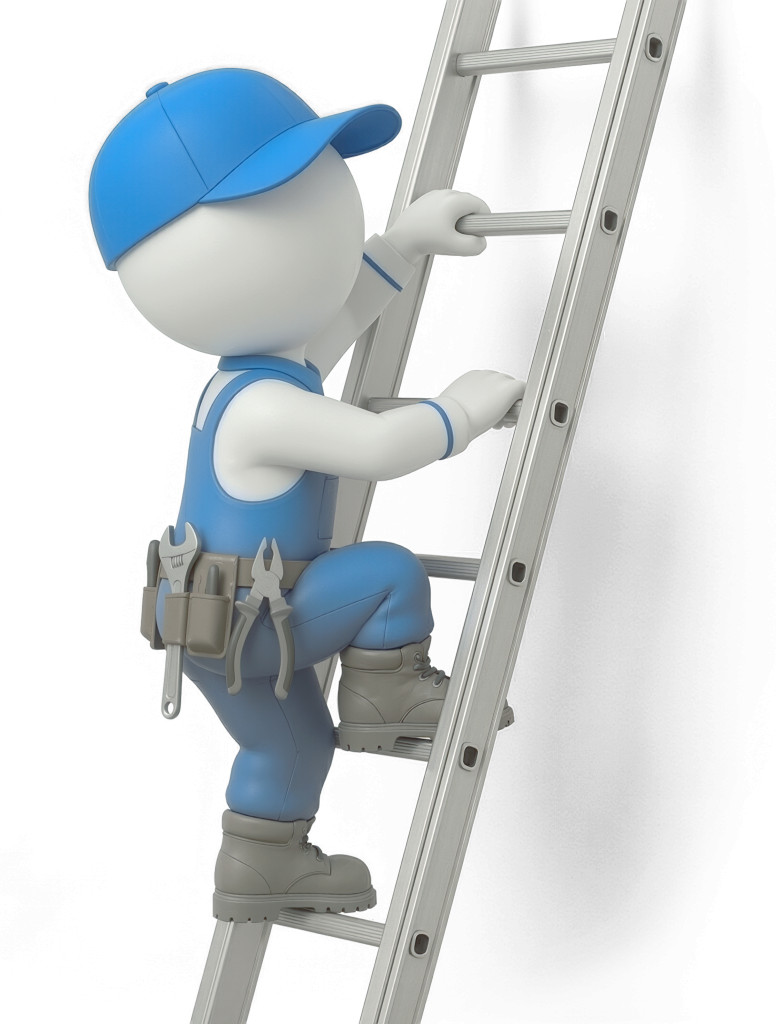 Carpenter On A Ladder - A Presentation Clipart