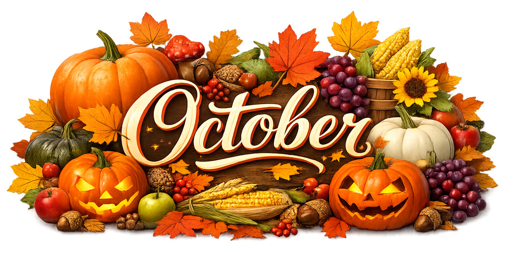 October Headline Title - Clipart for PowerPoint