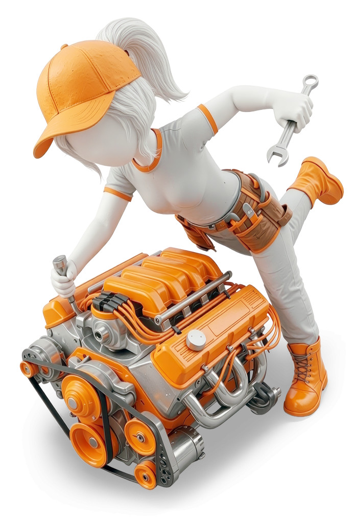 Fix Car Engine Mechanic - Presentation Clipart