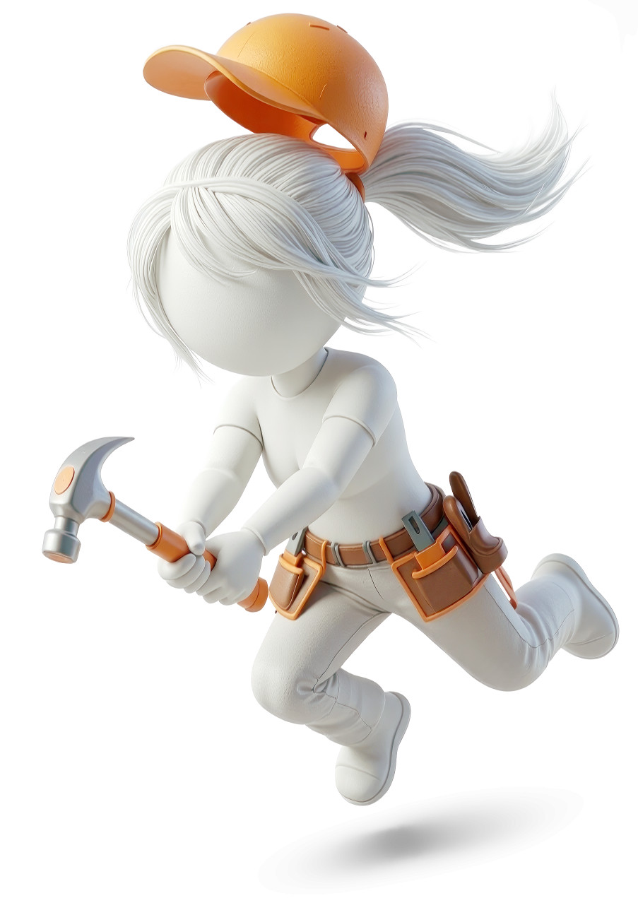 Carpenter Fall with Hammer - Saftey Clipart for PowerPoint