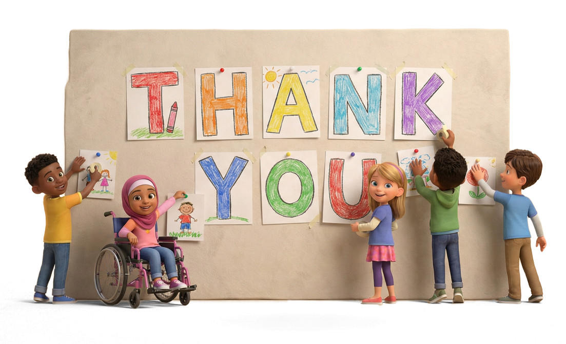 School Children Thank You - A Presentation Clipart
