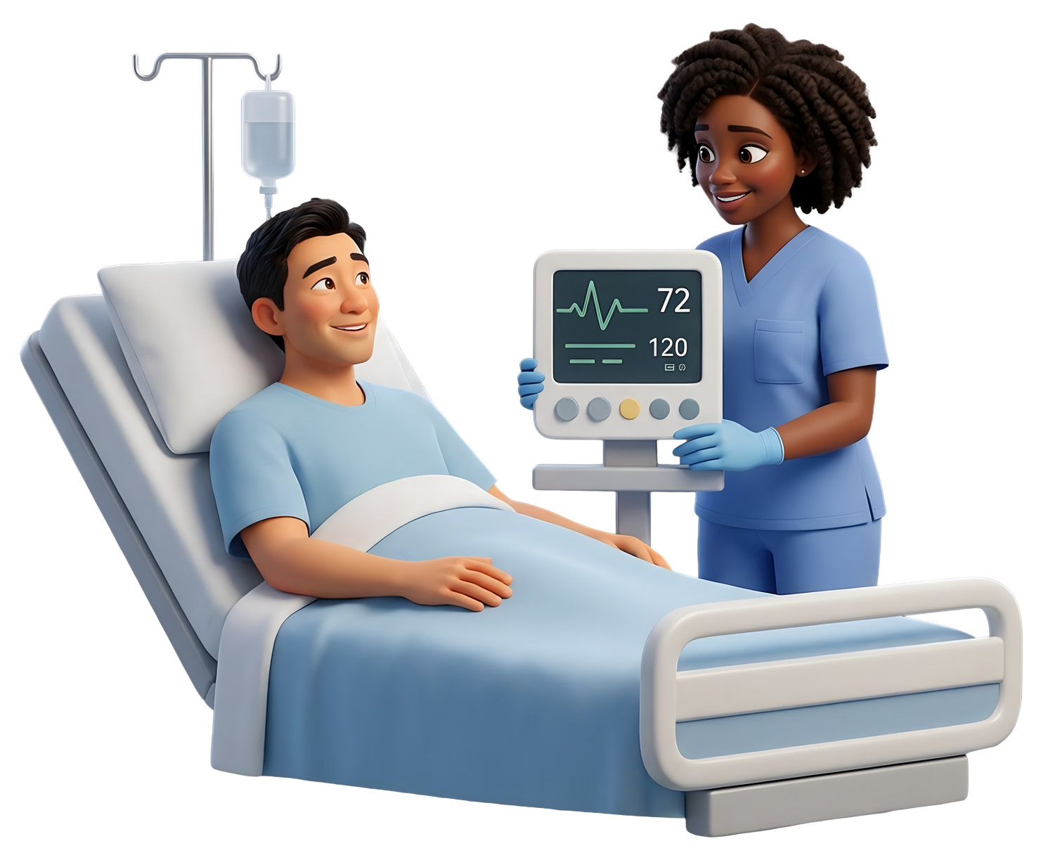 Nurse Checking On Patient - Presentation Clipart