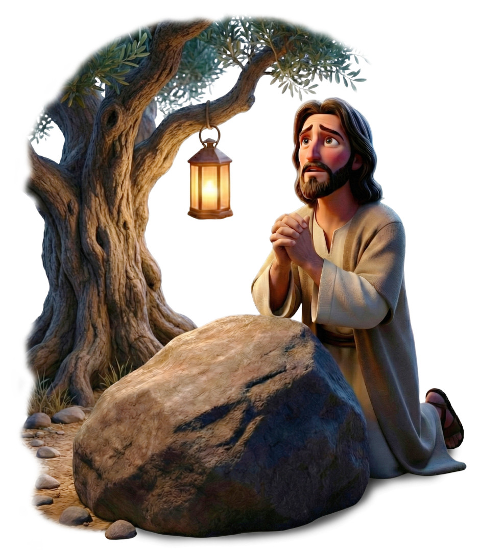 Jesus Praying In Garden - A Presentation Clipart
