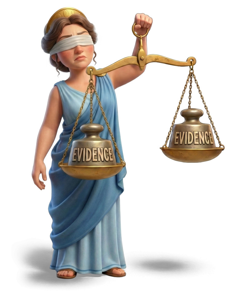 Lady Justice Weights Evidence PPT Clipart