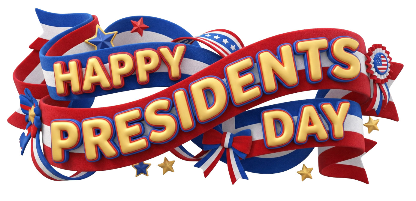 Happy Presidents Day Text Presentation Clipart