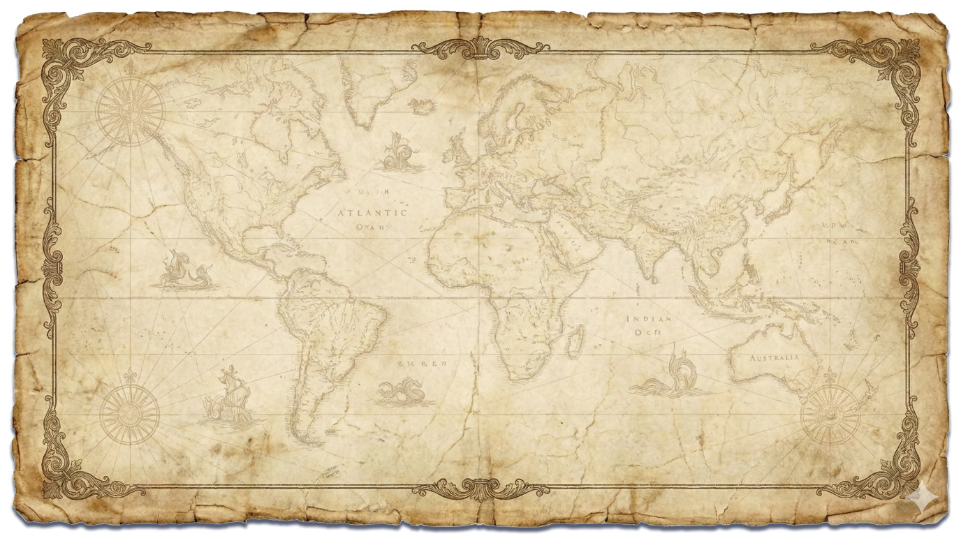 Old World Map Parchment Presentation Clipart