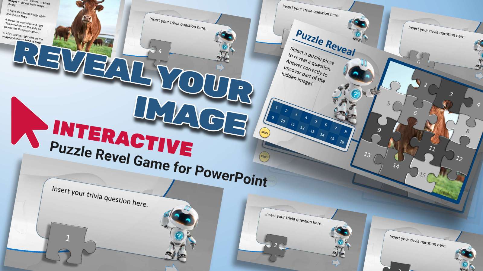 16 Puzzle Pieces Picture Reveal Game Template