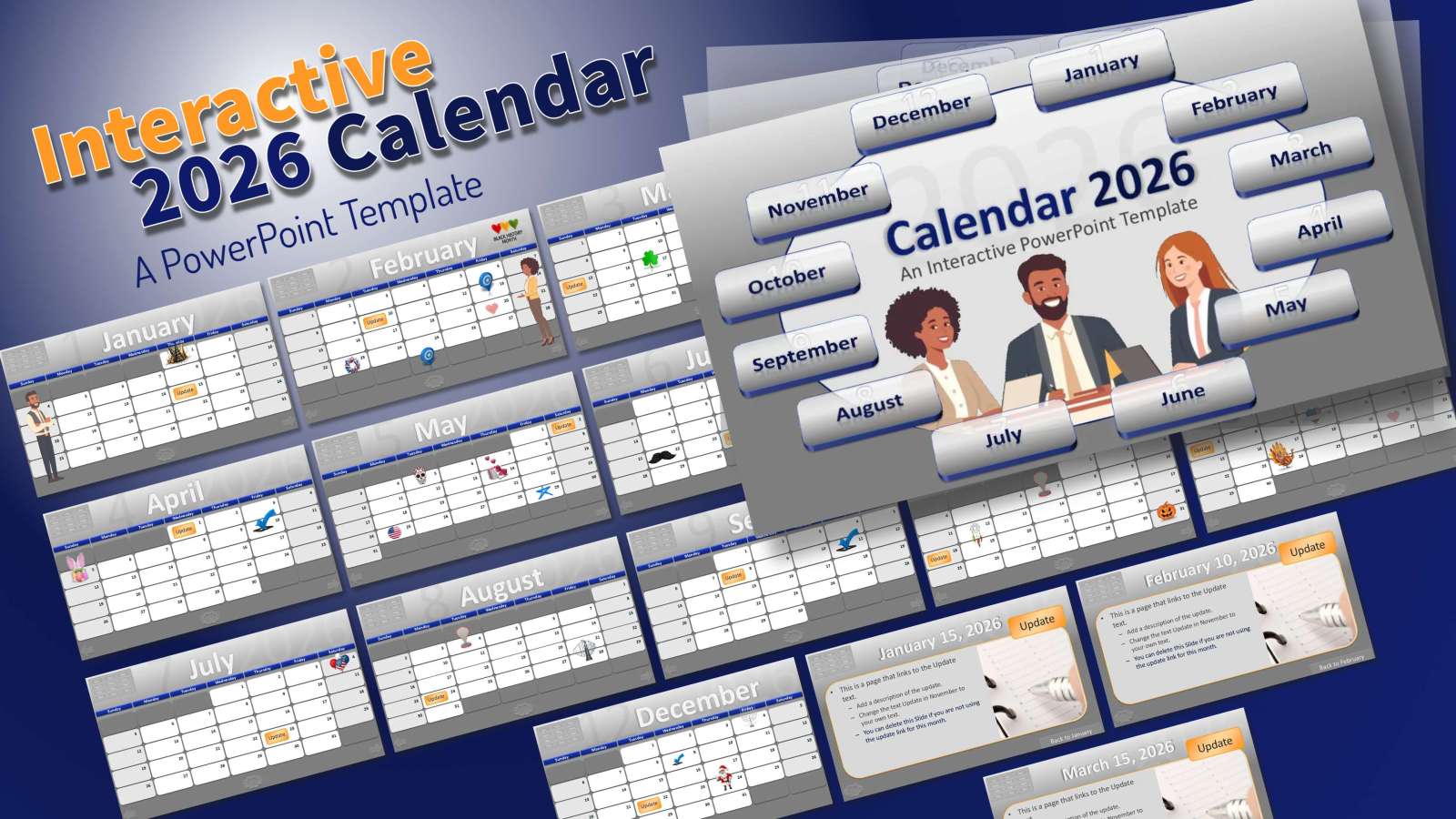 2026 Interactive Calendar PowerPoint Template | PresenterMedia