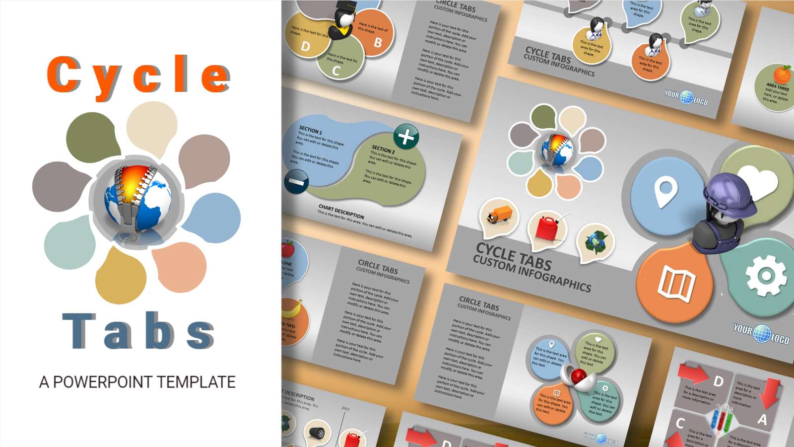Cycle Tabs | A PowerPoint Template from PresenterMedia.com