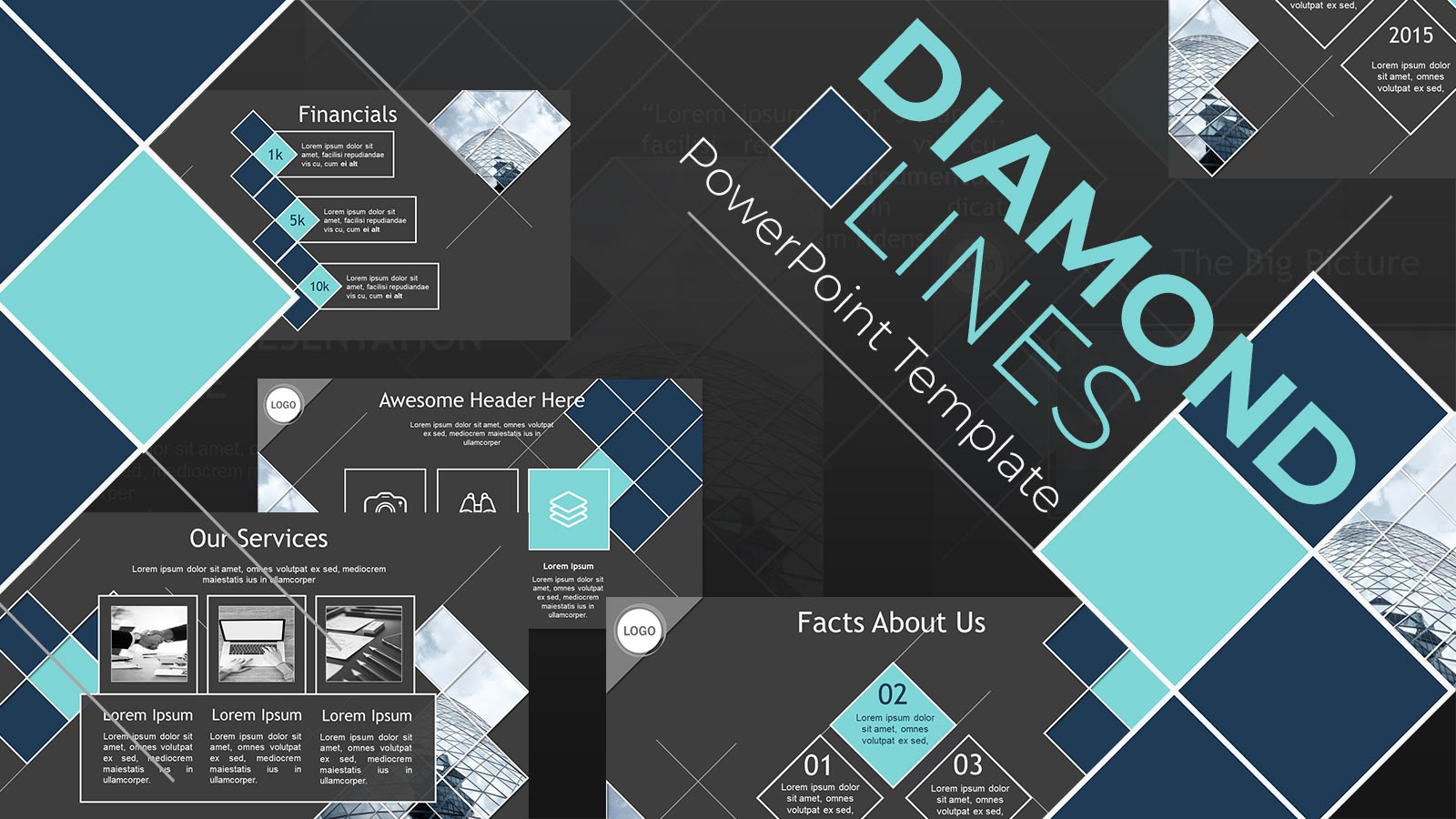 Diamond Lines Business PowerPoint Template