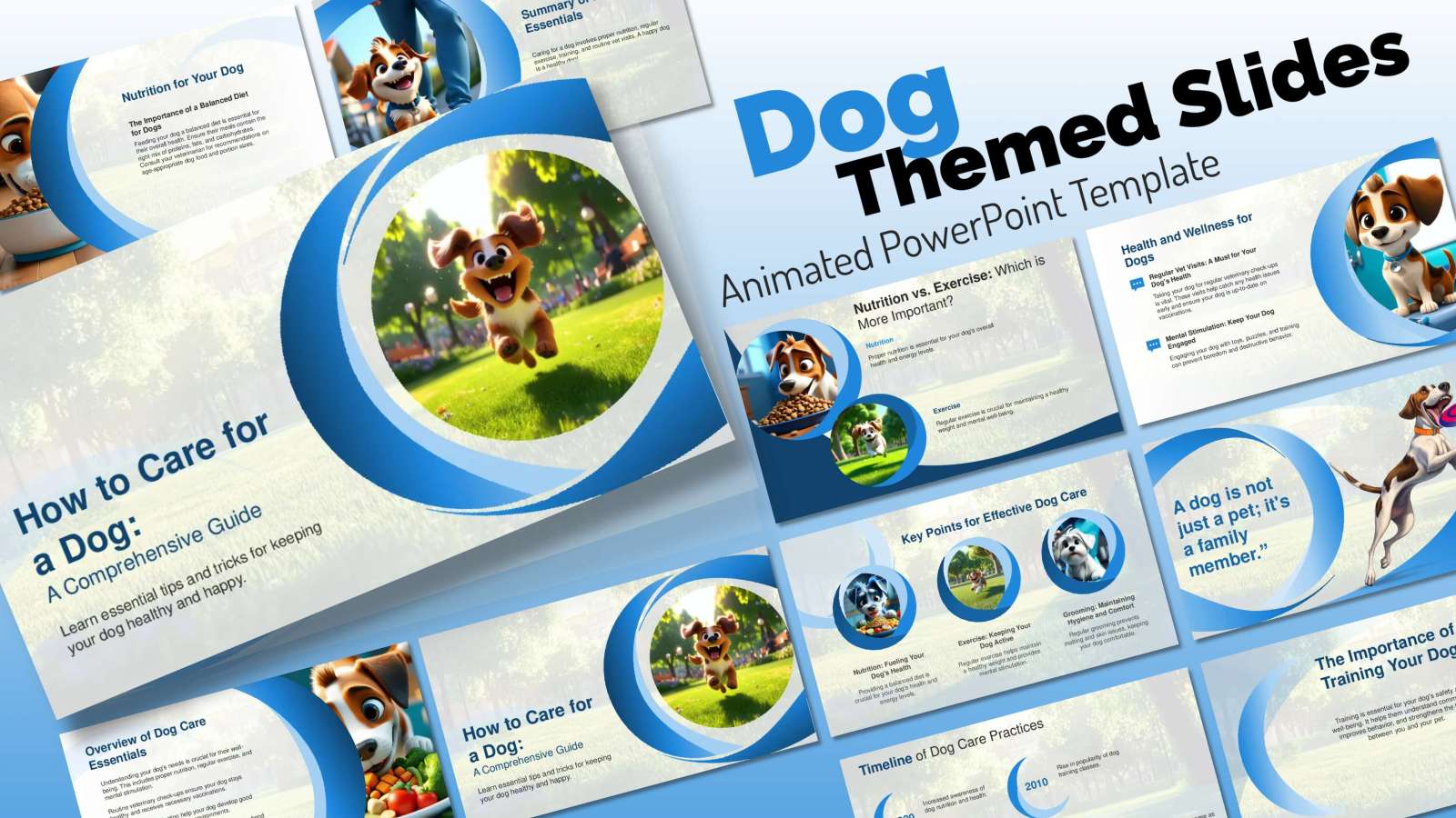 Dog PowerPoint Template with Dog Care Theme