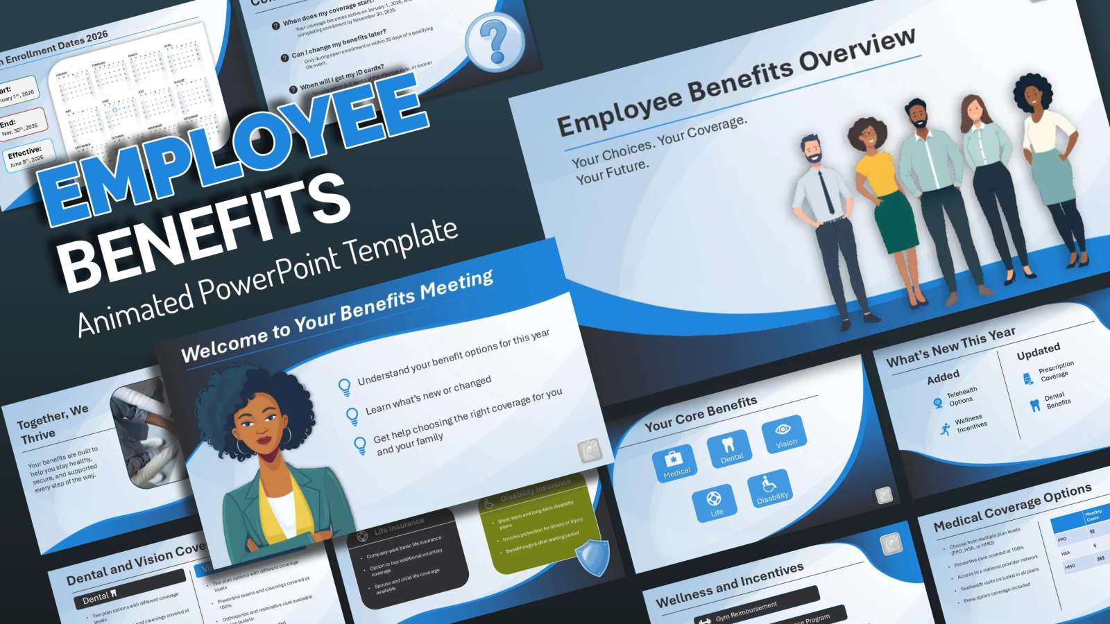 Employee Benefits PowerPoint Template for HR Meetings