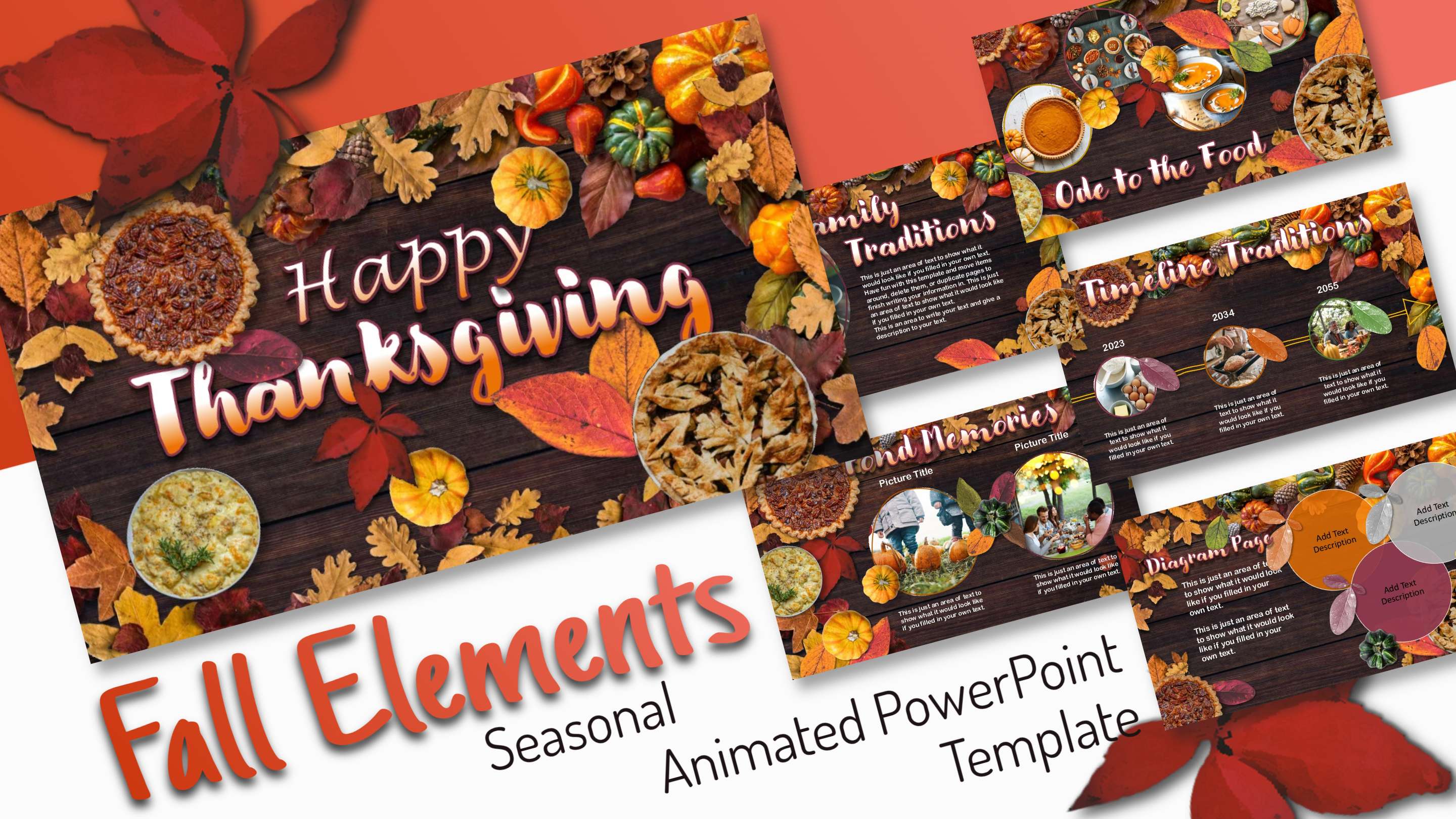 Fall Thanksgiving Elements PowerPoint Template Theme