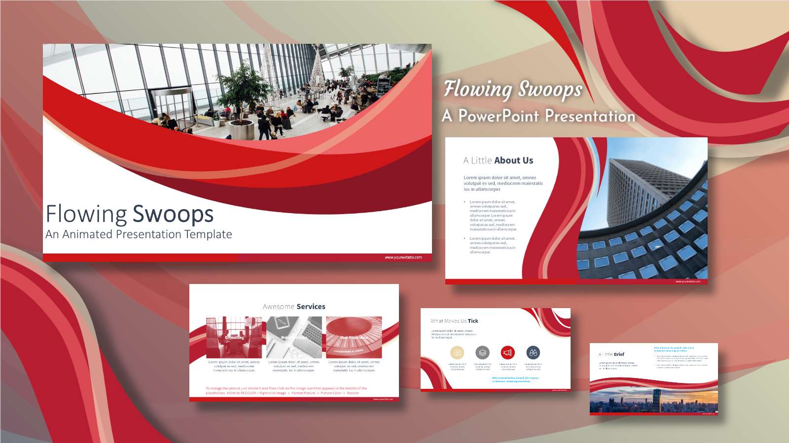 Flowing Swoops | A PowerPoint Template from PresenterMedia.com