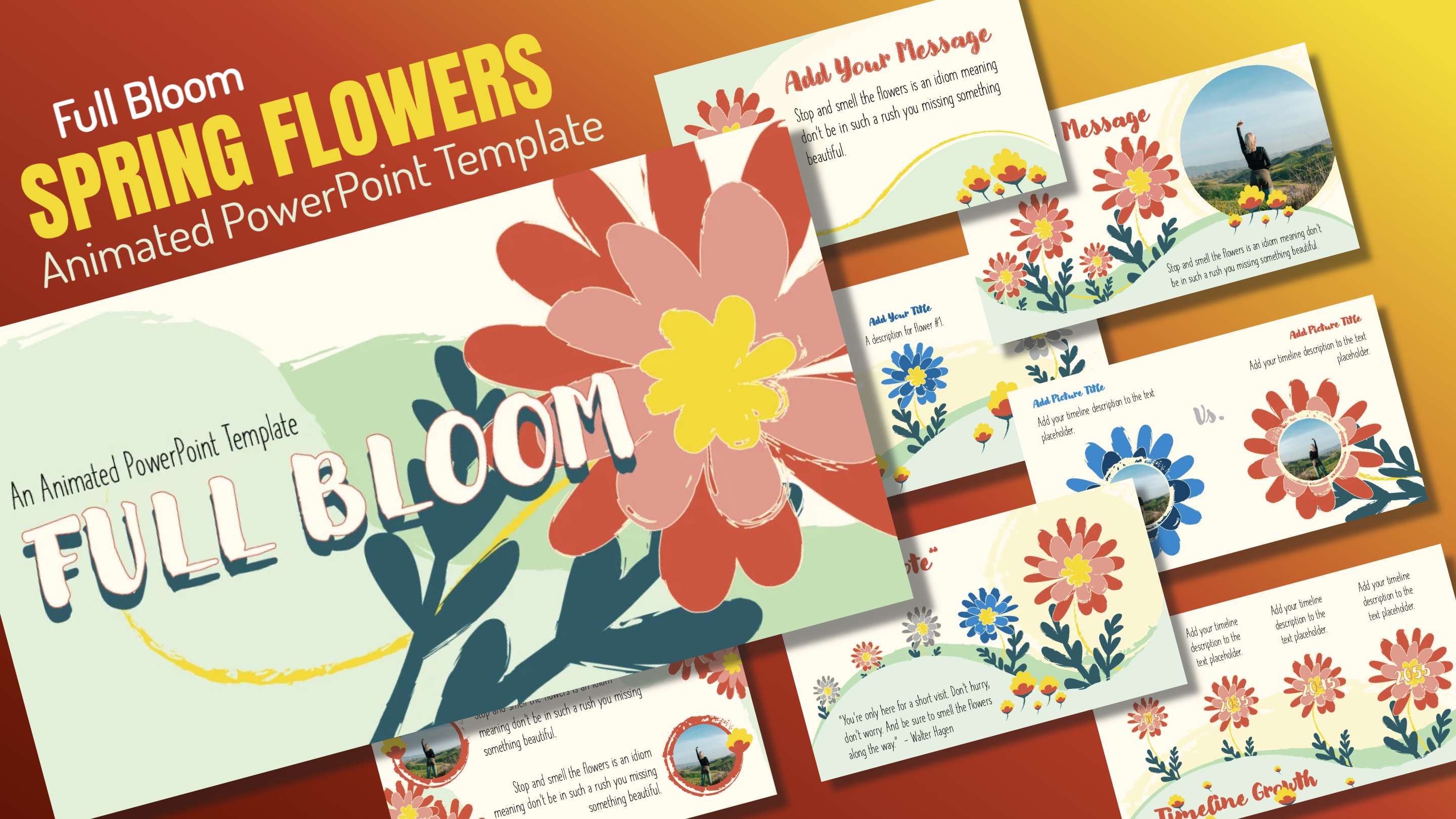 Full Bloom - A Spring Flower PowerPoint Template Theme