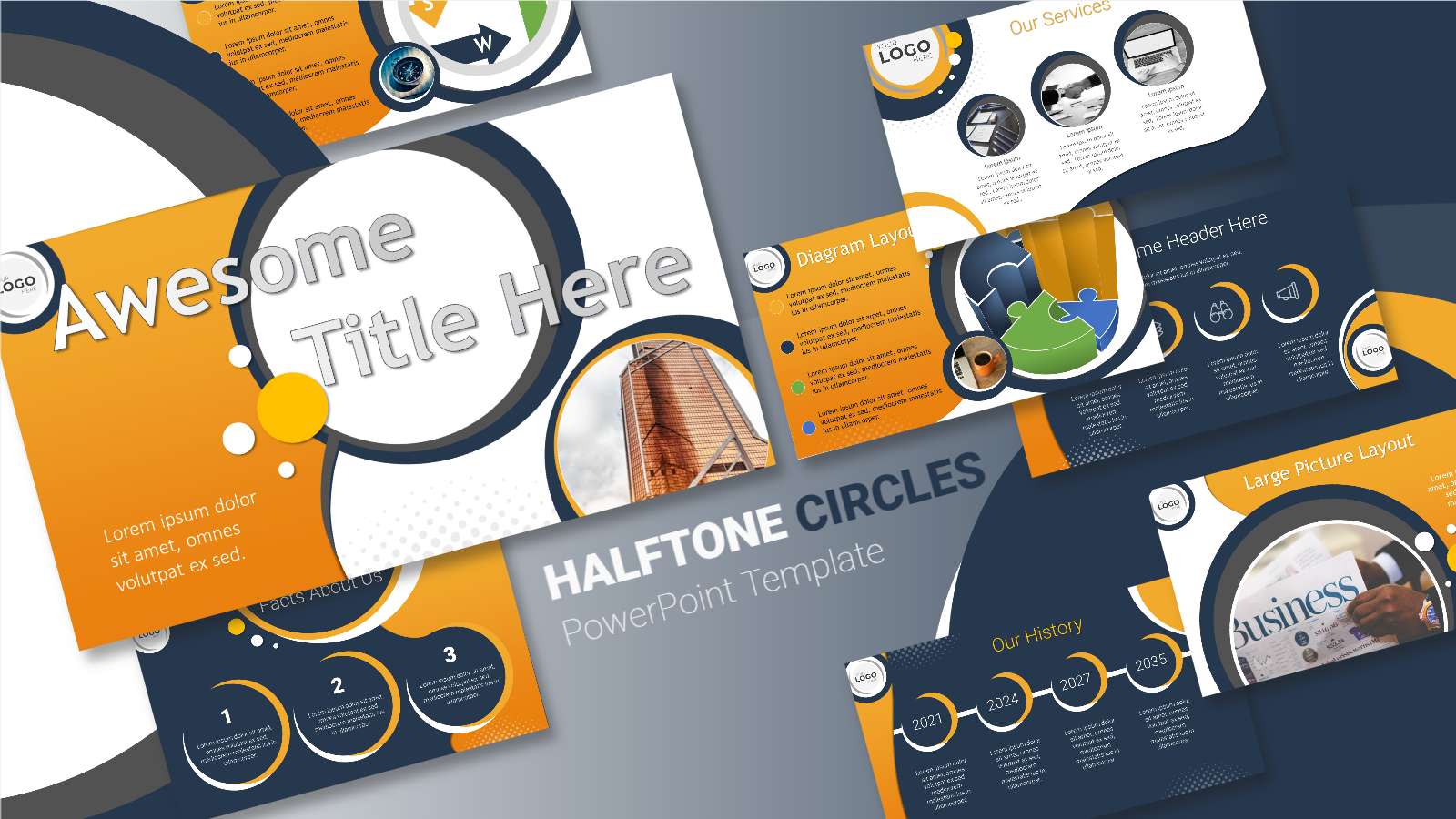 Halftone Circles Template for PowerPoint | PresenterMedia