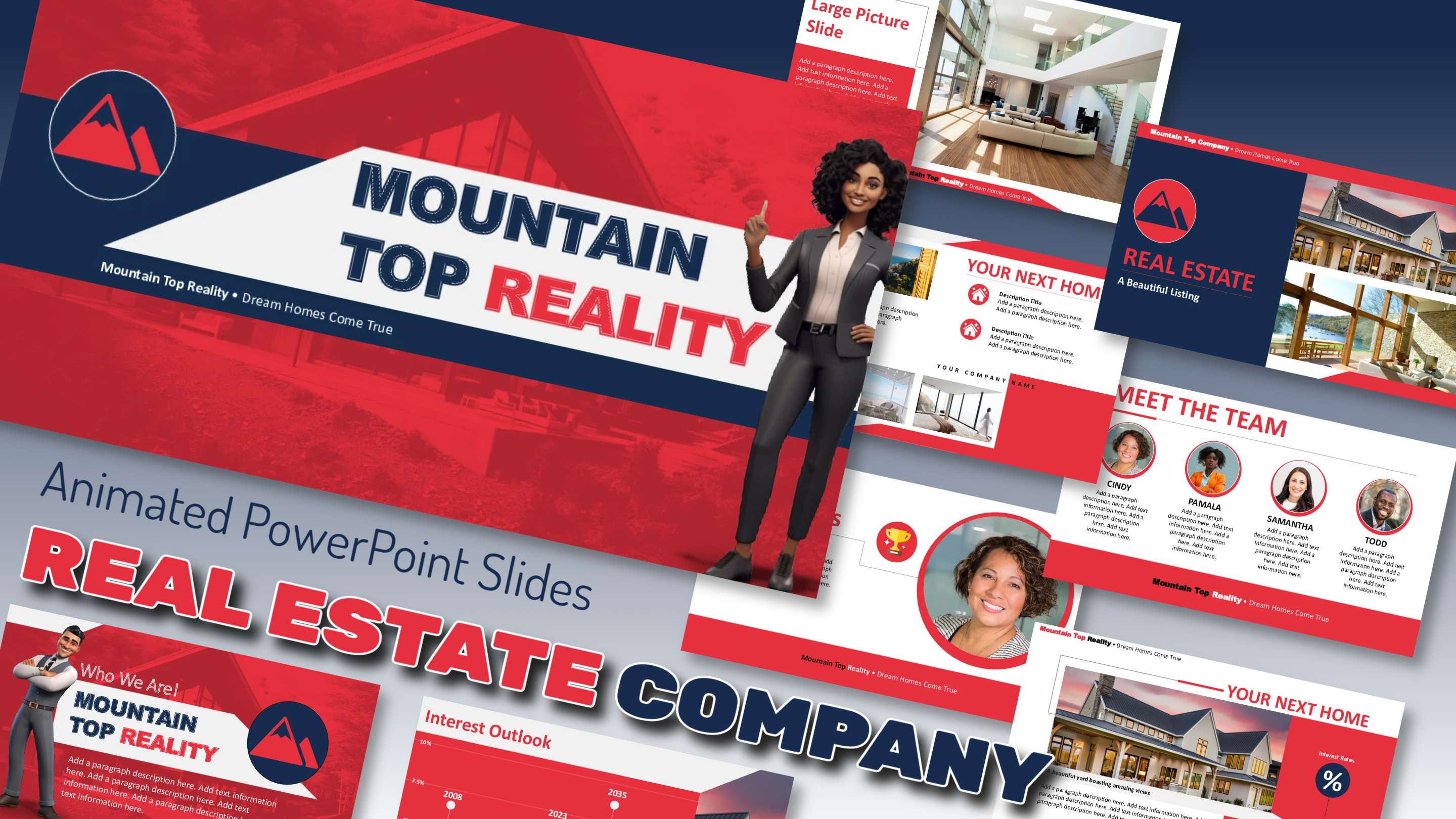 Real Estate Company Listing PowerPoint Template Slides
