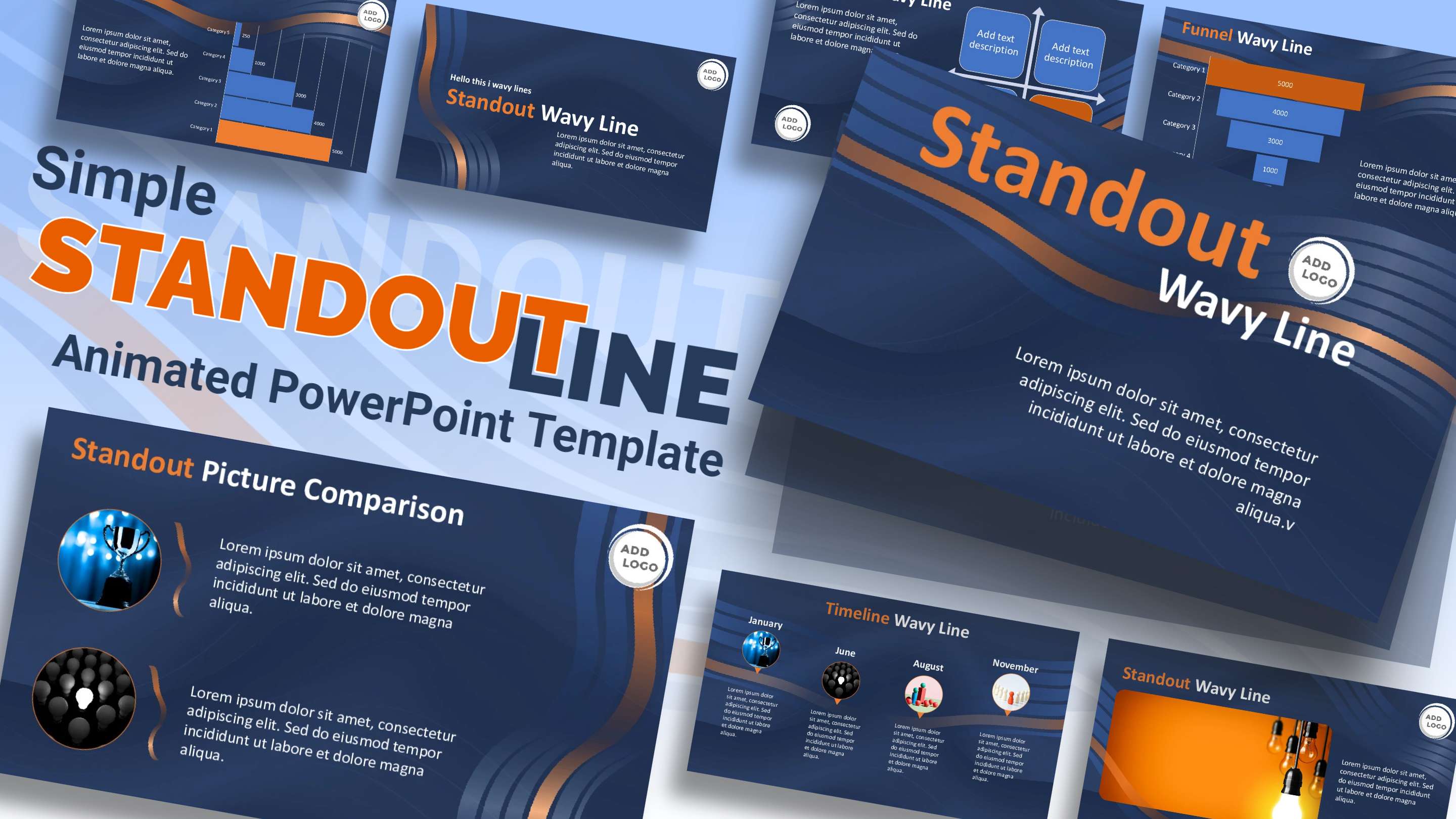 Standout Ribbon Line Simple PowerPoint Template