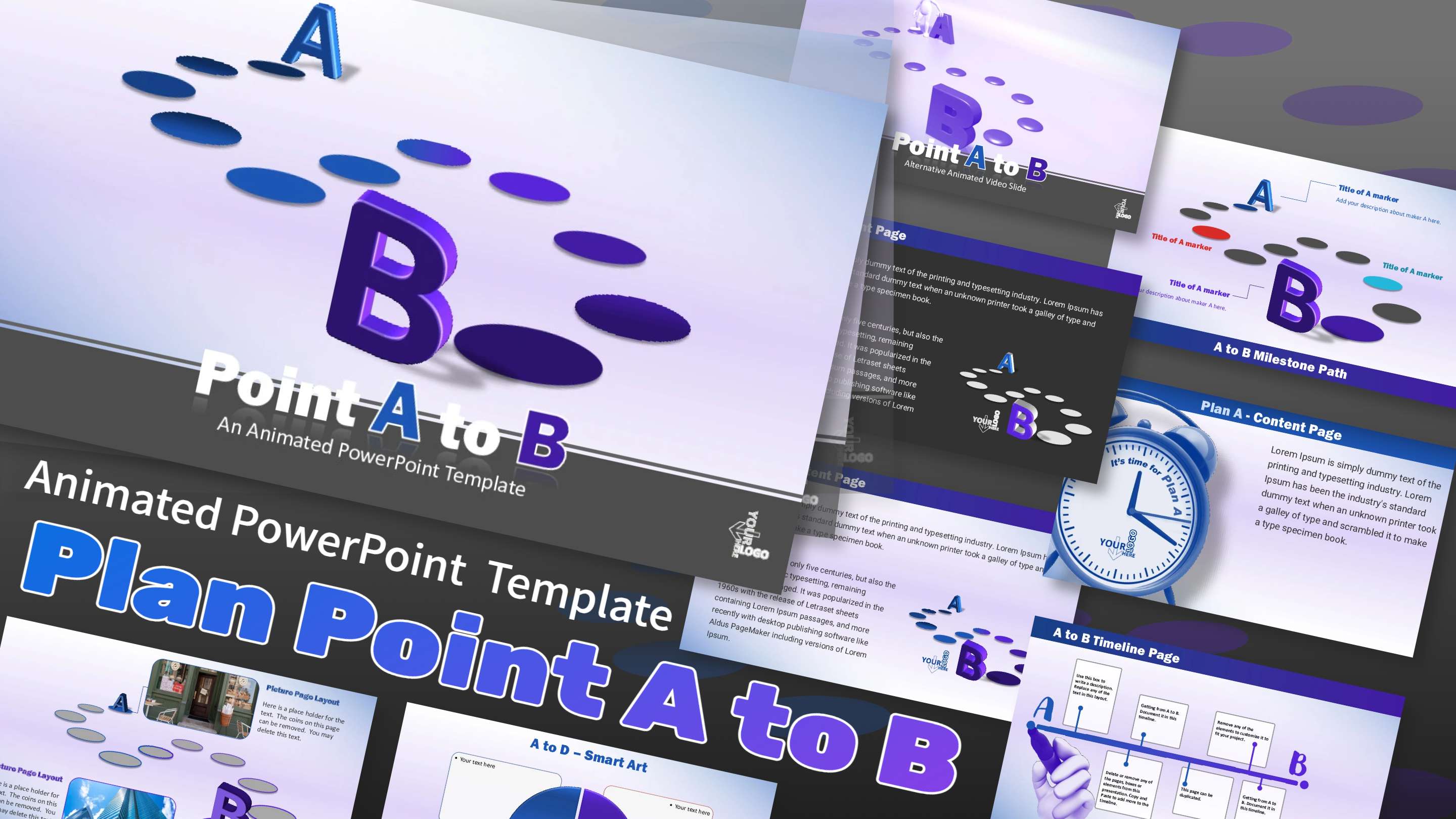A to B Strategy Plan PowerPoint Template