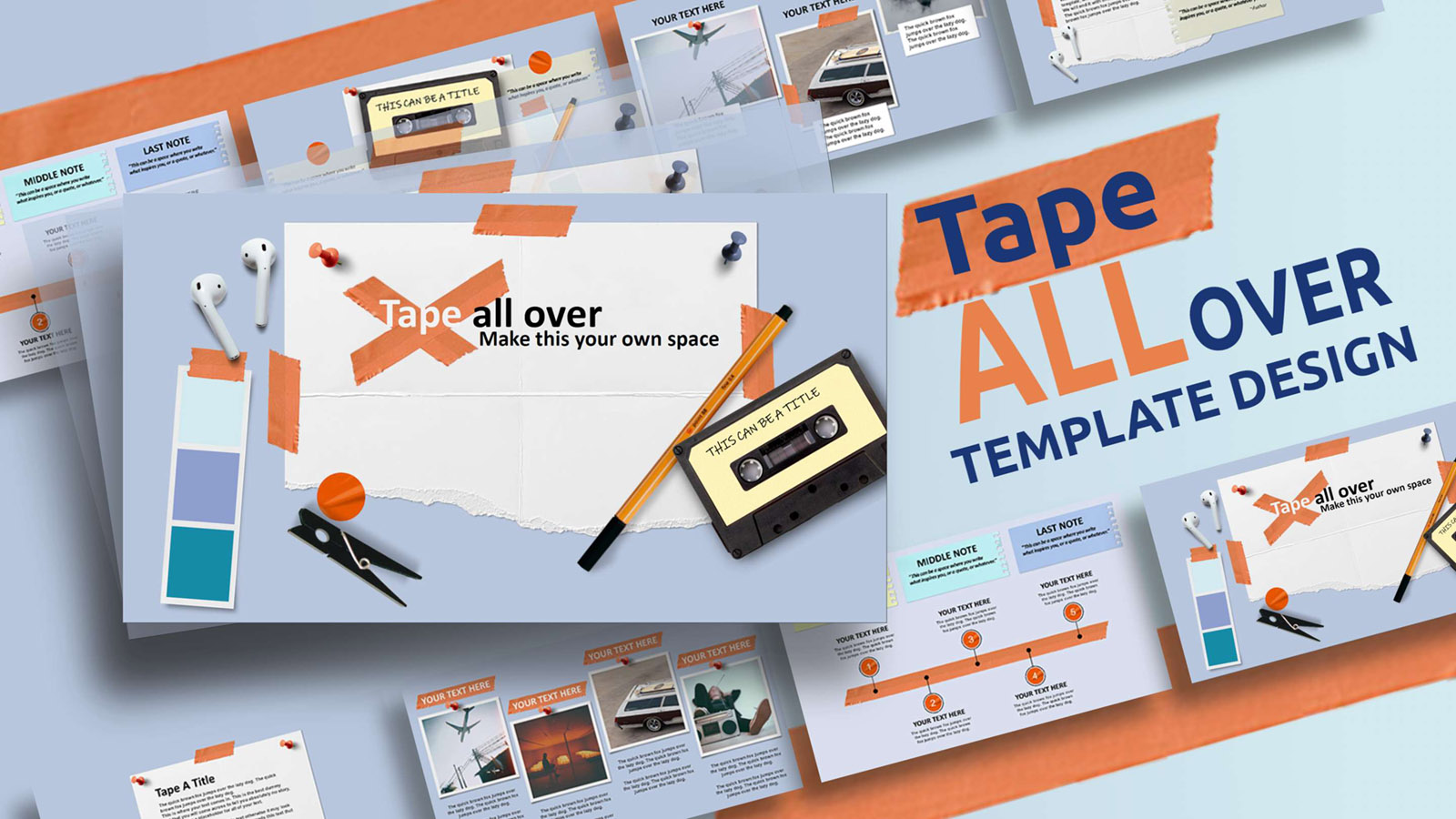 Retro PowerPoint Template with Tape and Cassette Theme