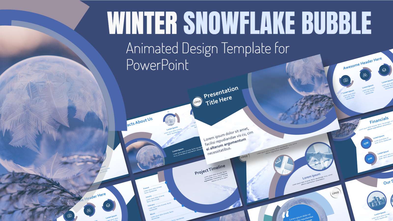 Winter Bubble PowerPoint Design Template | PresenterMedia